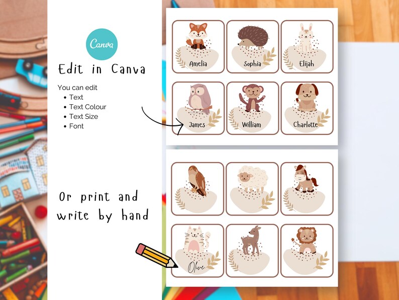 Boho Animal Name Tags: Editable Classroom Cubby Labels (PDF ...