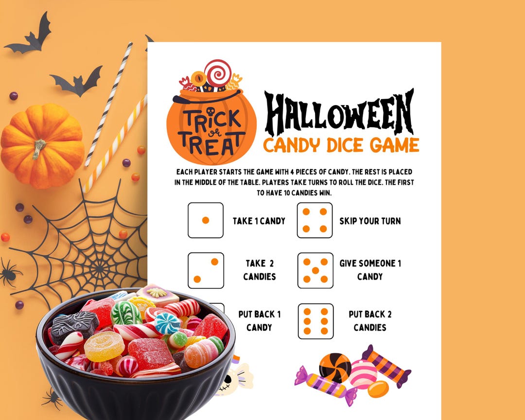 Halloween Candy Dice Game, Fun Family Activity (printable) - Etsy