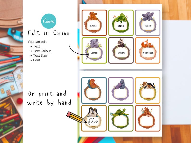 Animal Classroom Name Tags: Editable Cubby Labels (PDF) - Etsy