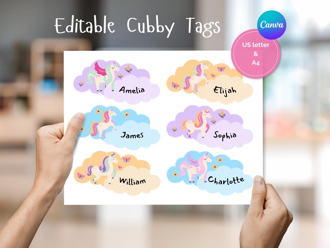 Unicorn Name Tags: Unicorn Classroom Decor, Editable PDF Template - Etsy