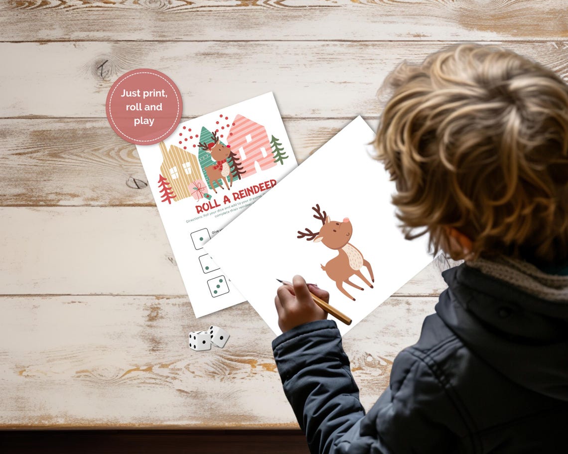 Roll A Reindeer Game: Printable Christmas Activity (digital Download ...