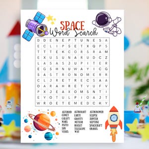 Space Word Search Puzzle: Kids Printable Game (PDF) - Etsy