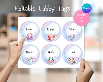 Customizable Animal Family Name Tags, Name Tag Template, Cubby Name ...
