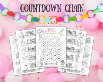Birthday Countdown Paper Chain Birthday Party Garland Birthday Activity ...