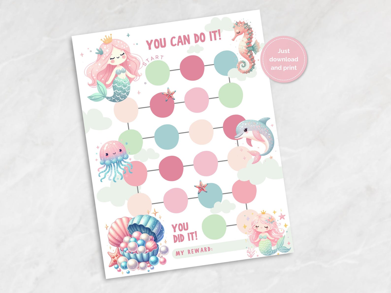 Mermaid Reward Chart: Kids Goal Tracker (printable PDF) - Etsy