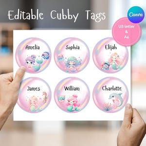 Mermaid Name Tags: Editable Classroom Labels (PDF) - Etsy