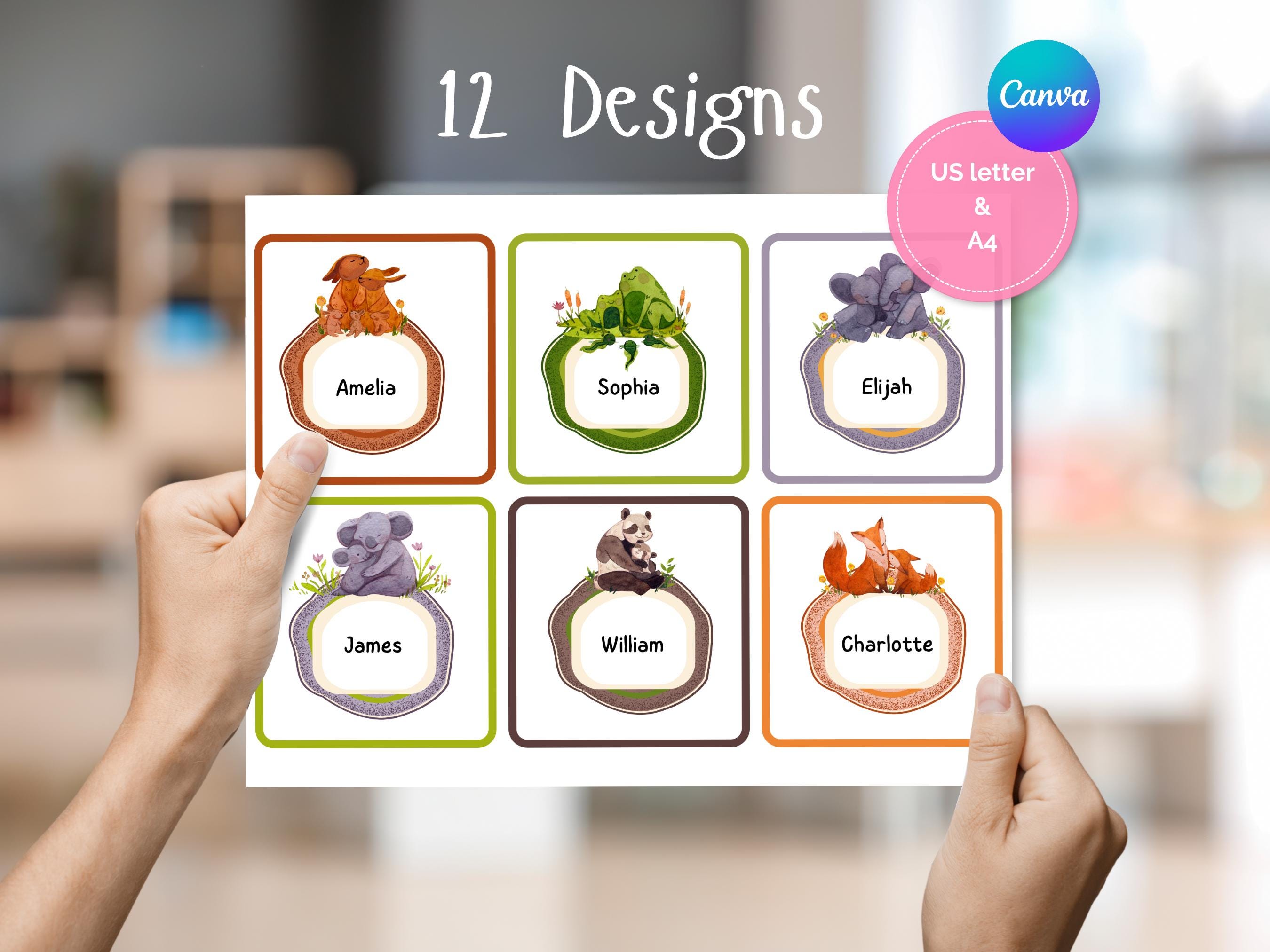 Editable Animal Name Tags, Name Tag Template, Cubby Name Tags ...