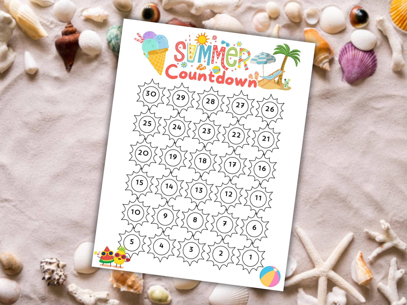 Summer Vacation Countdown Calendar: Kids Coloring Activity (printable PDF) - Etsy