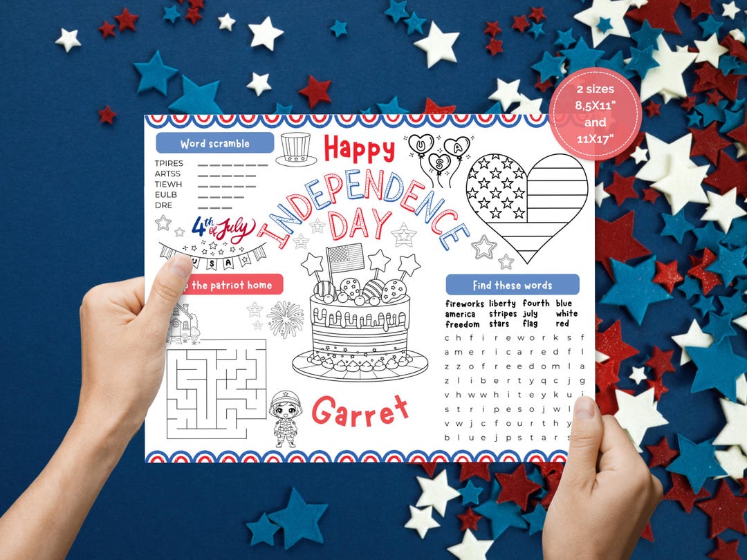 Independence Day Printable Placemat | Independence Day Decor Printable ...