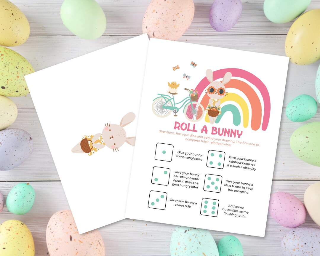 Roll A Bunny Game | Printable Easter Game | Easter Party Game | Easter ...