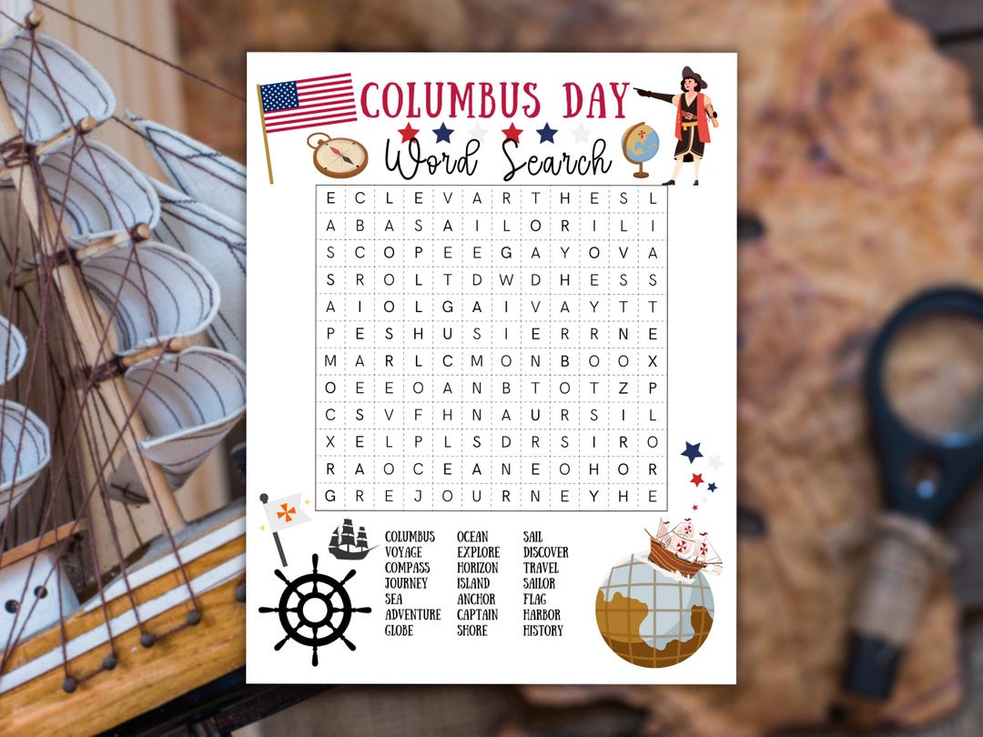 Columbus Day Word Search Puzzle: Kids Printable Game (PDF) - Etsy