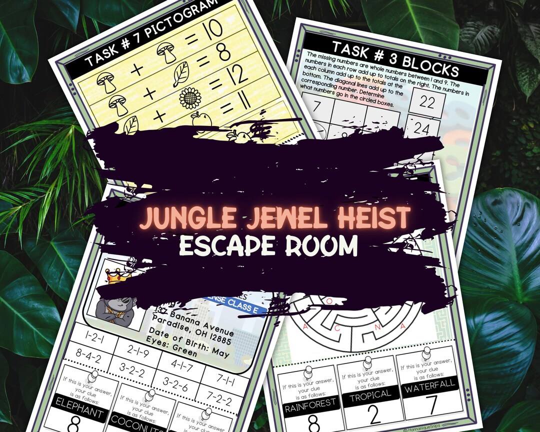 Jungle Jewel Heist, Escape Room for Kids, Printable Party Game, Escape ...