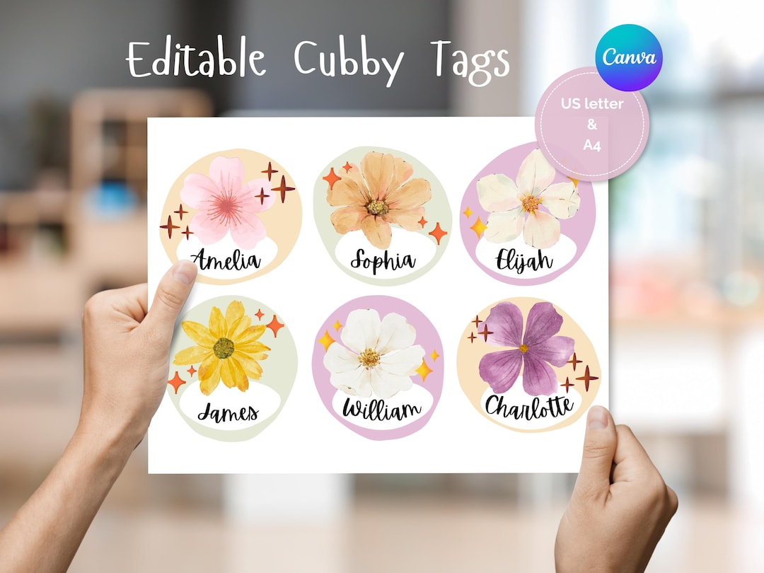Watercolor Flower Cubby Tags: Editable Classroom Labels (PDF) - Etsy