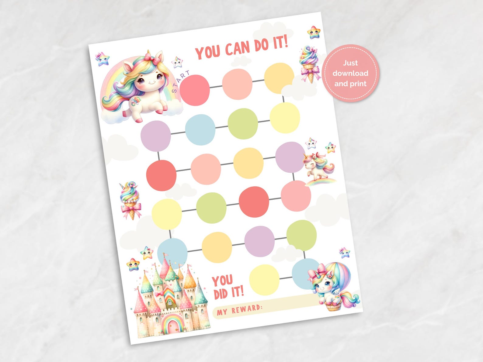 Unicorn Reward Chart Printable Rainbow Chore Chart Unicorn Toddler ...