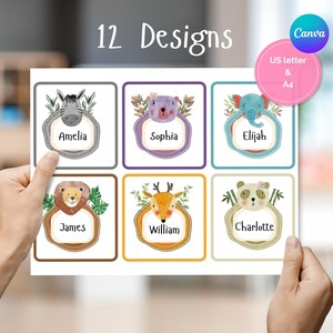 Animal Classroom Name Tags: Floral Theme, Editable PDF Template - Etsy