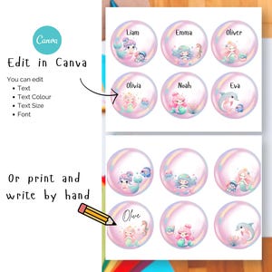 Mermaid Name Tags: Editable Classroom Labels (PDF) - Etsy