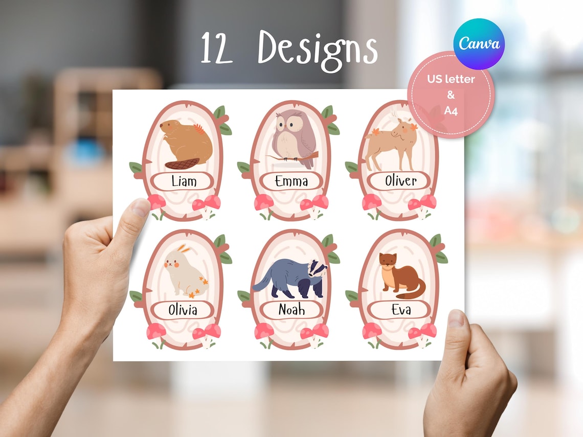 Woodland Animal Name Tags: Editable Classroom Labels (PDF Downloadable ...