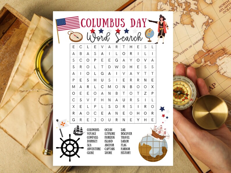 Columbus Day Word Search Puzzle: Kids Printable Game (PDF) - Etsy
