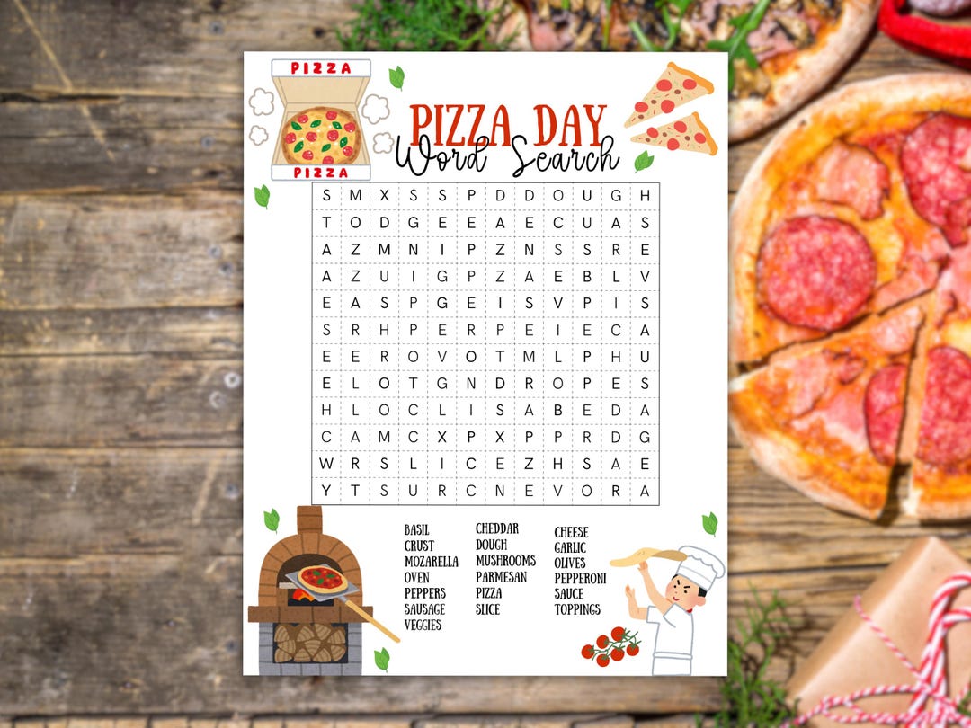 Pizza Day Word Search for Kids, Pizza Day Game, Pizza Day Printable ...