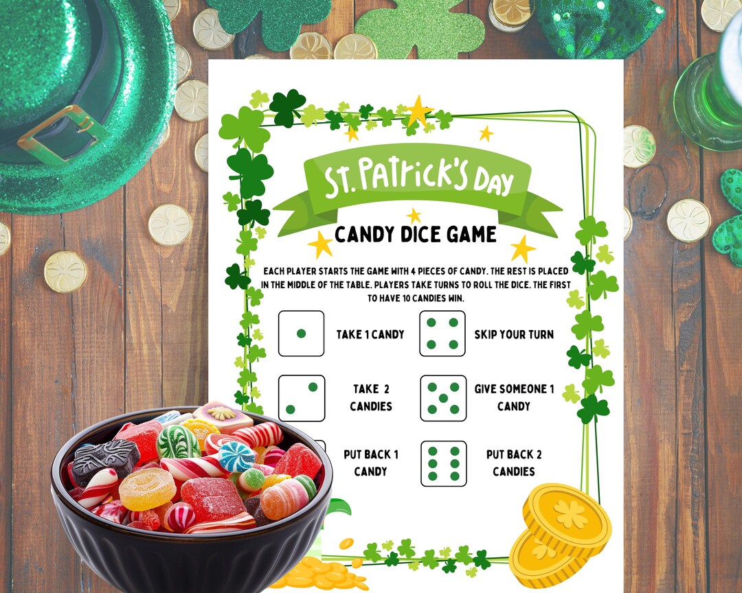 Saint Patricks Candy Dice Game, Fun St Patricks Activity (printable) - Etsy