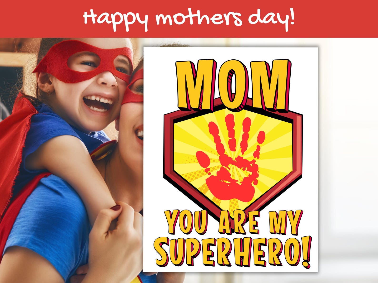 Mothers Day Handprint Art: Superhero Mom Gift (printable PDF) - Etsy