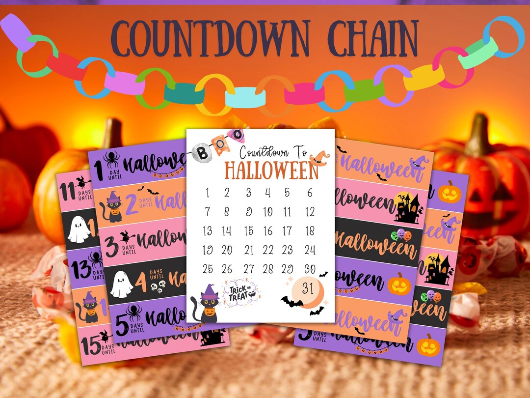 Halloween Countdown Paper Chain Printable (PDF) - Etsy