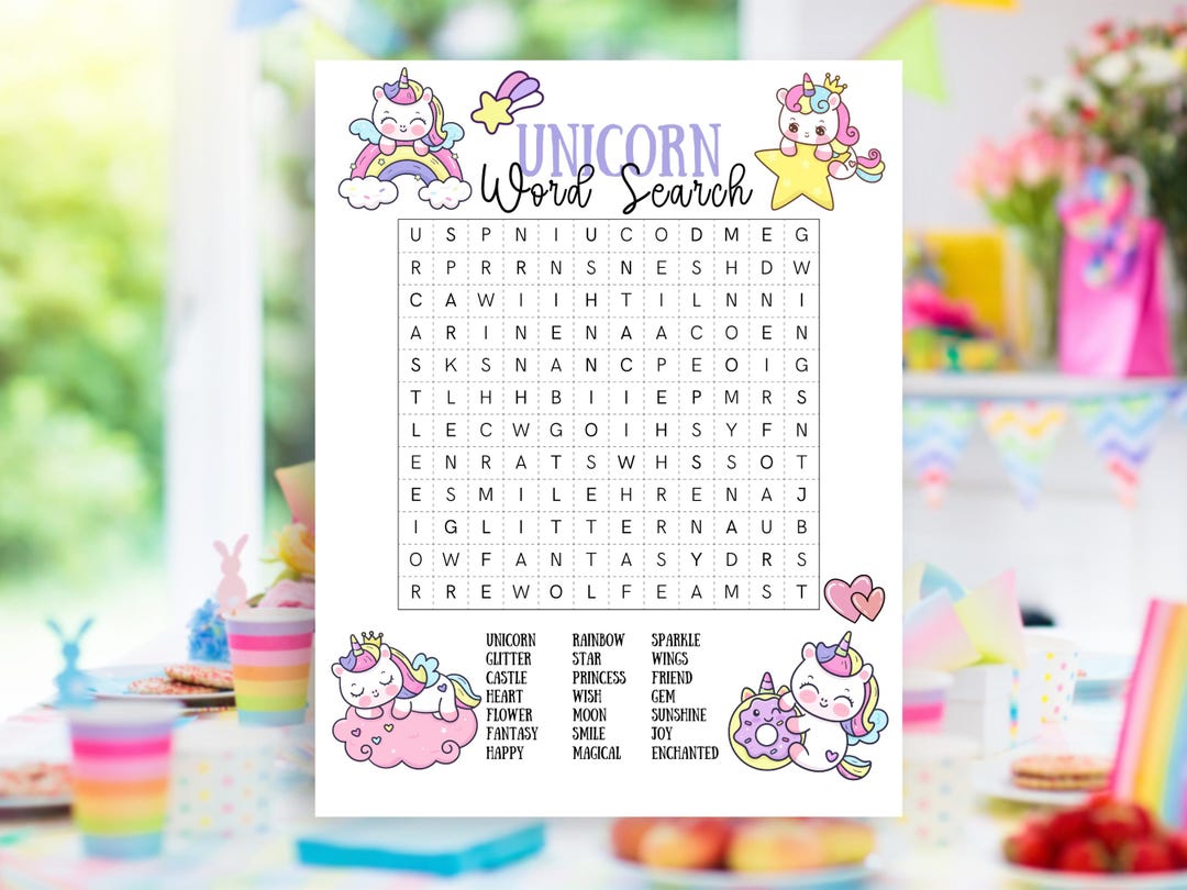 Unicorn Word Search Puzzle: Kids Printable Game (PDF) - Etsy Canada