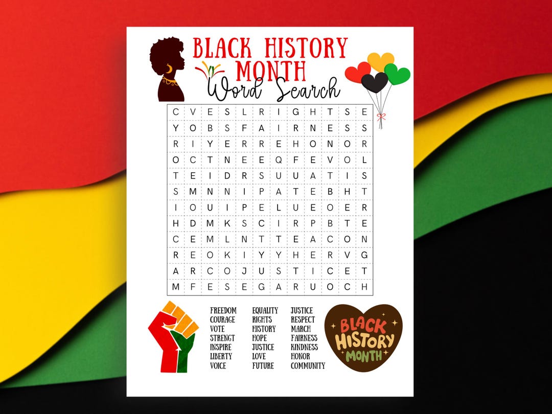Black History Month Word Search Puzzle: Kids Printable Game (PDF) - Etsy