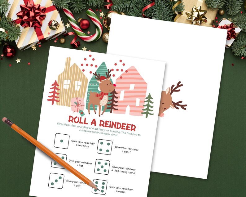 Roll A Reindeer Game | Printable Christmas Game | Christmas Party Game ...