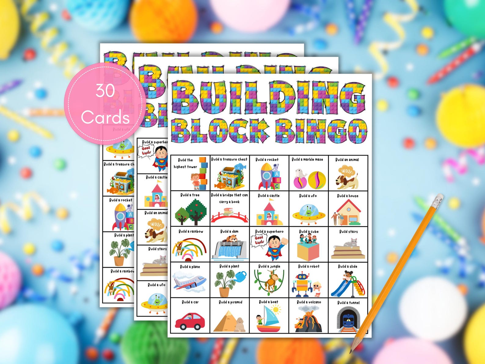 Building Block Bingo: 30 Printable STEM Game Cards (PDF) - Etsy
