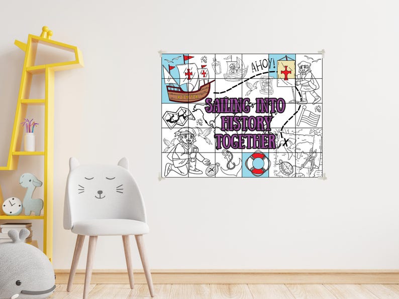 Columbus Day Collaborative Coloring Poster, Classroom Teamwork Activity ...