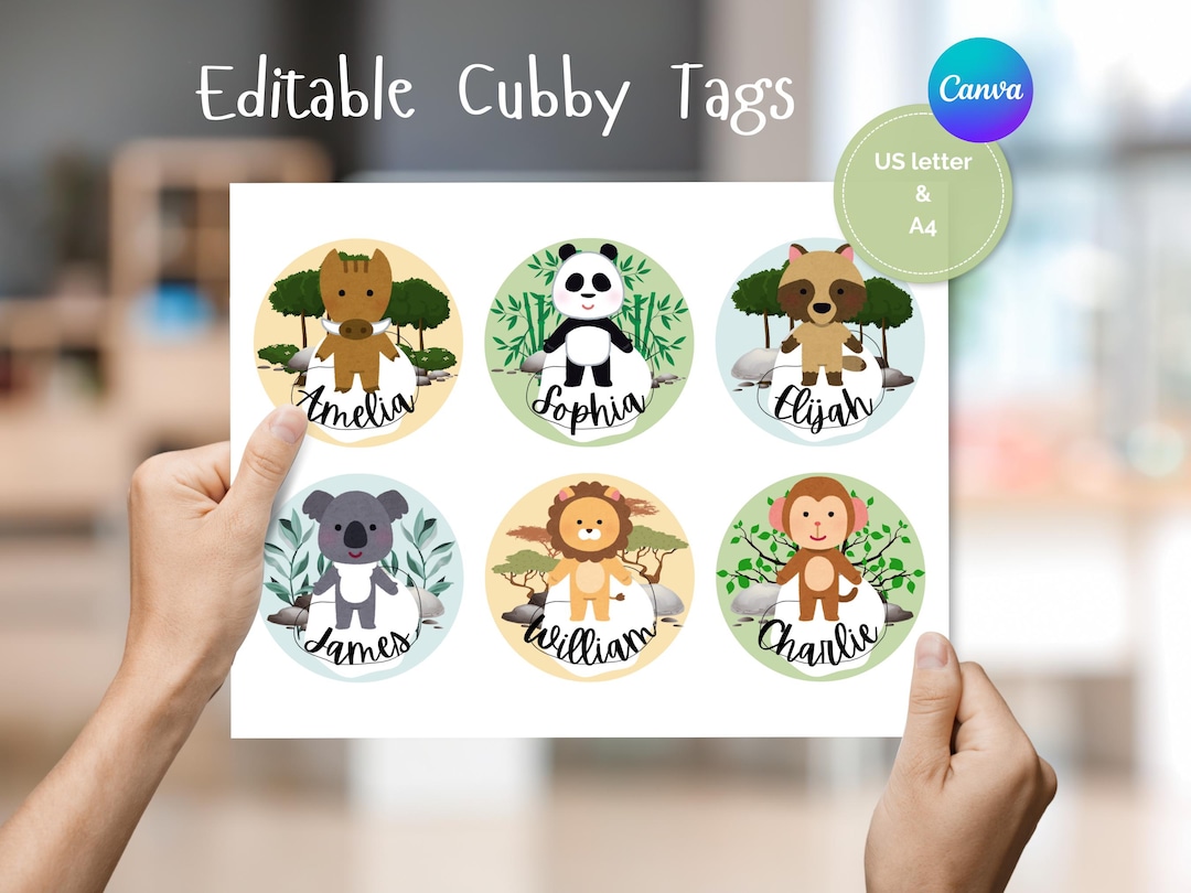 Zoo Animal Name Tags, Editable Classroom Cubby Labels (PDF Download ...