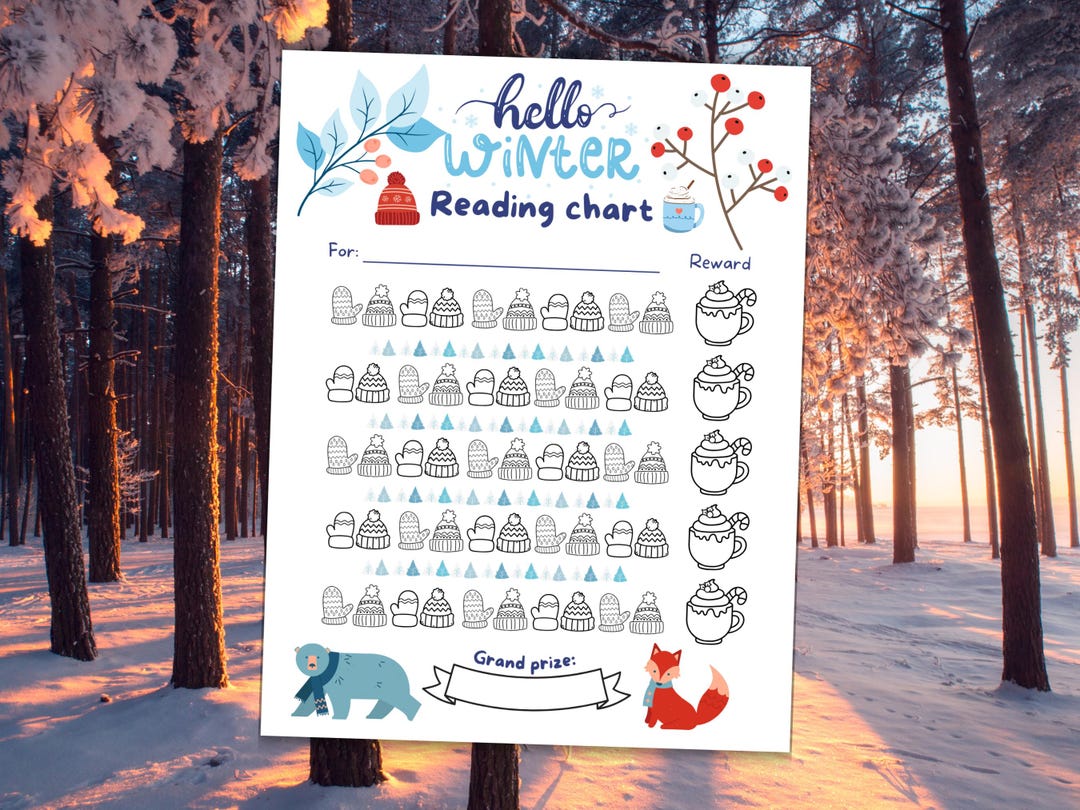 Winter Reading Chart for Kids, Book Tracker (printable PDF) - Etsy