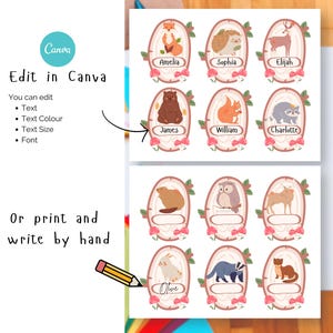 Woodland Animal Name Tags: Editable Classroom Labels (PDF Downloadable ...