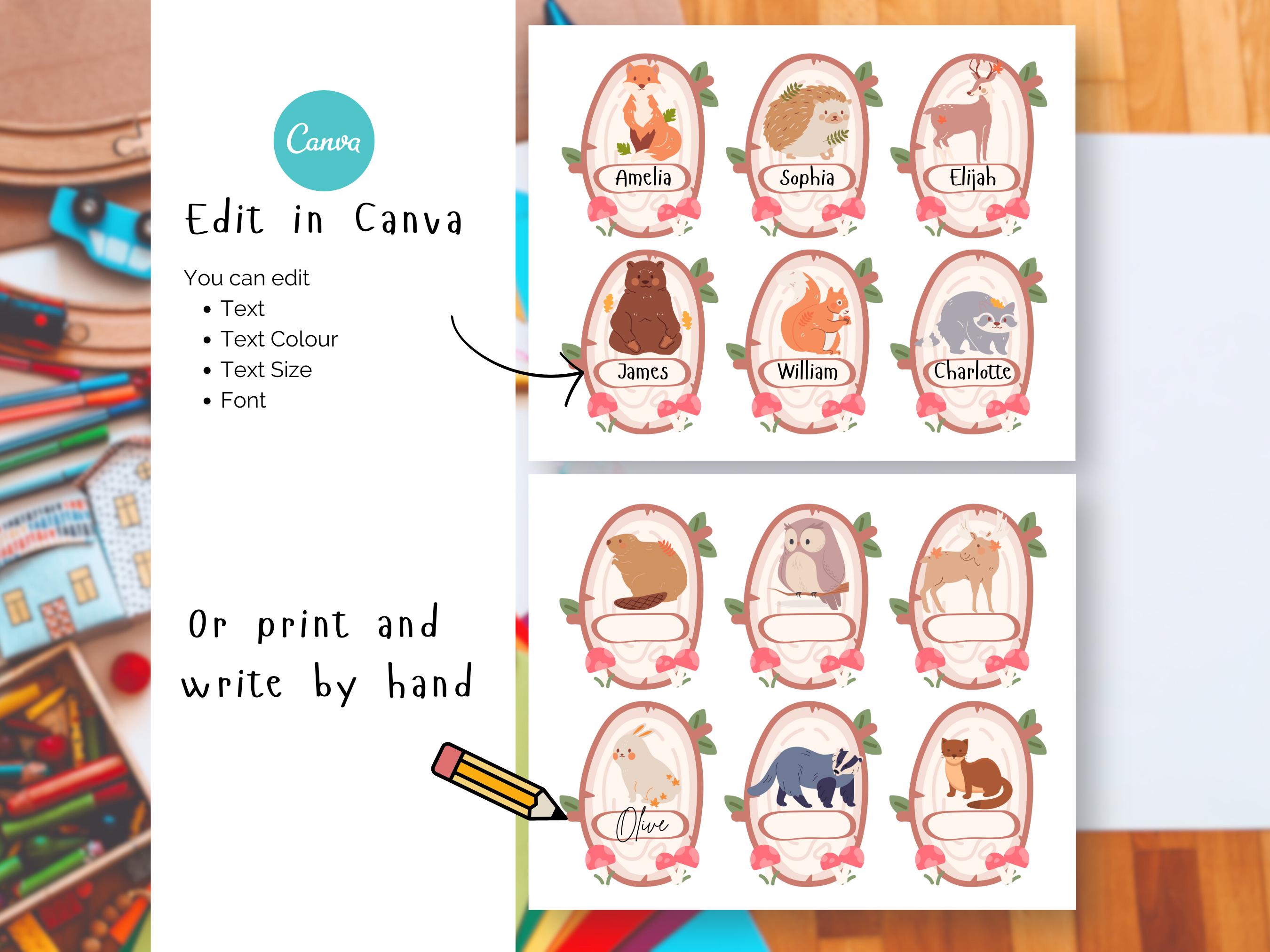 Woodland Animal Name Tags: Editable Classroom Labels (PDF Downloadable ...