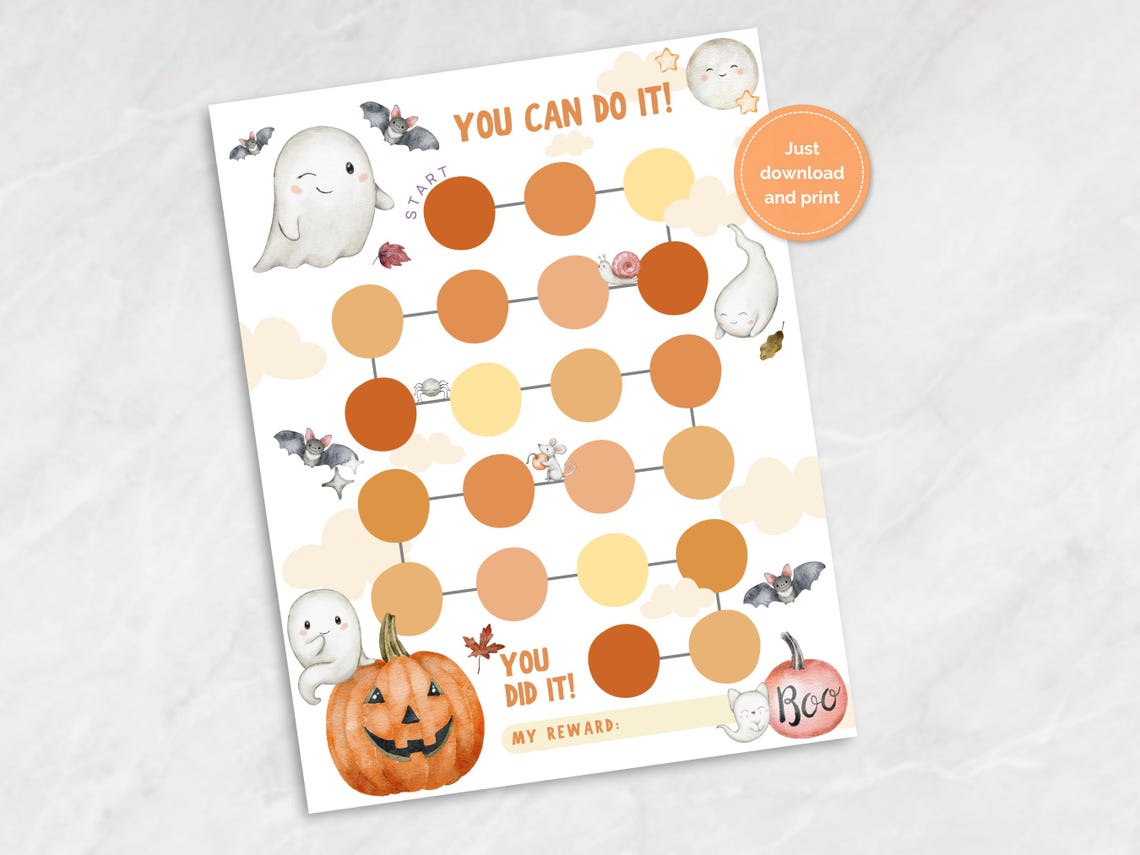 Halloween Reward Chart: Spooky Kids Chore Tracker (printable PDF) - Etsy
