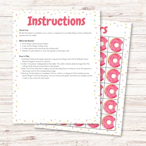 Donut Bingo, 30 Doughnut Bingo Cards, Kid's Printable Bingo, Birthday ...
