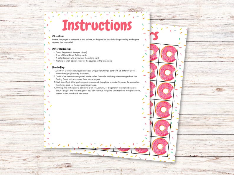 Donut Bingo, 30 Doughnut Bingo Cards, Kid's Printable Bingo, Birthday ...