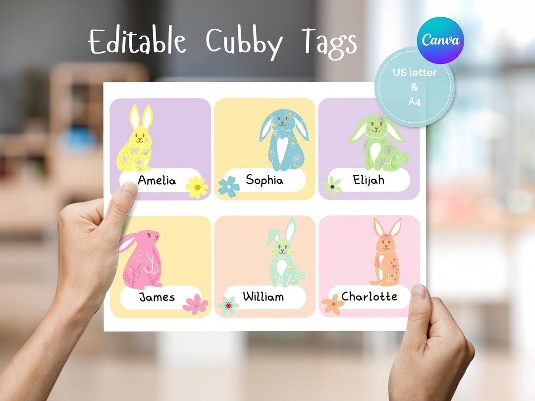 Bunny Name Tags, Editable Classroom Labels (digital Download) - Etsy