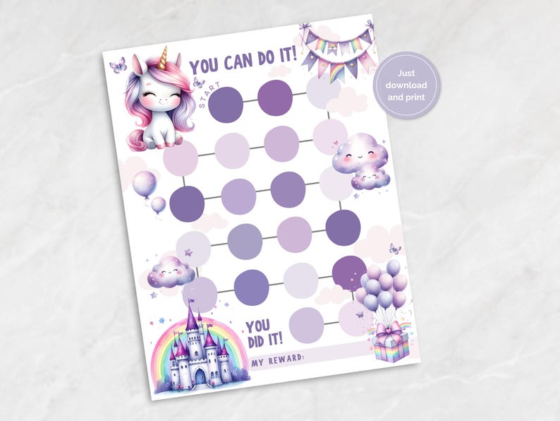 Purple Unicorn Reward Chart | Printable Unicorn Chore Chart | Toddler ...