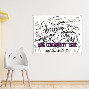 Community Tree Collaborative Coloring Poster: Teamwork Classroom Mural ...