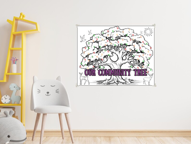 Community Tree Collaborative Coloring Poster: Teamwork Classroom Mural ...