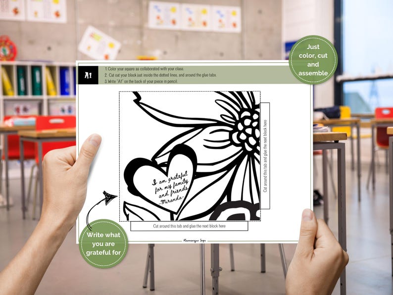 Gratitude Collaborative Coloring Poster: Thanksgiving Classroom Mural ...