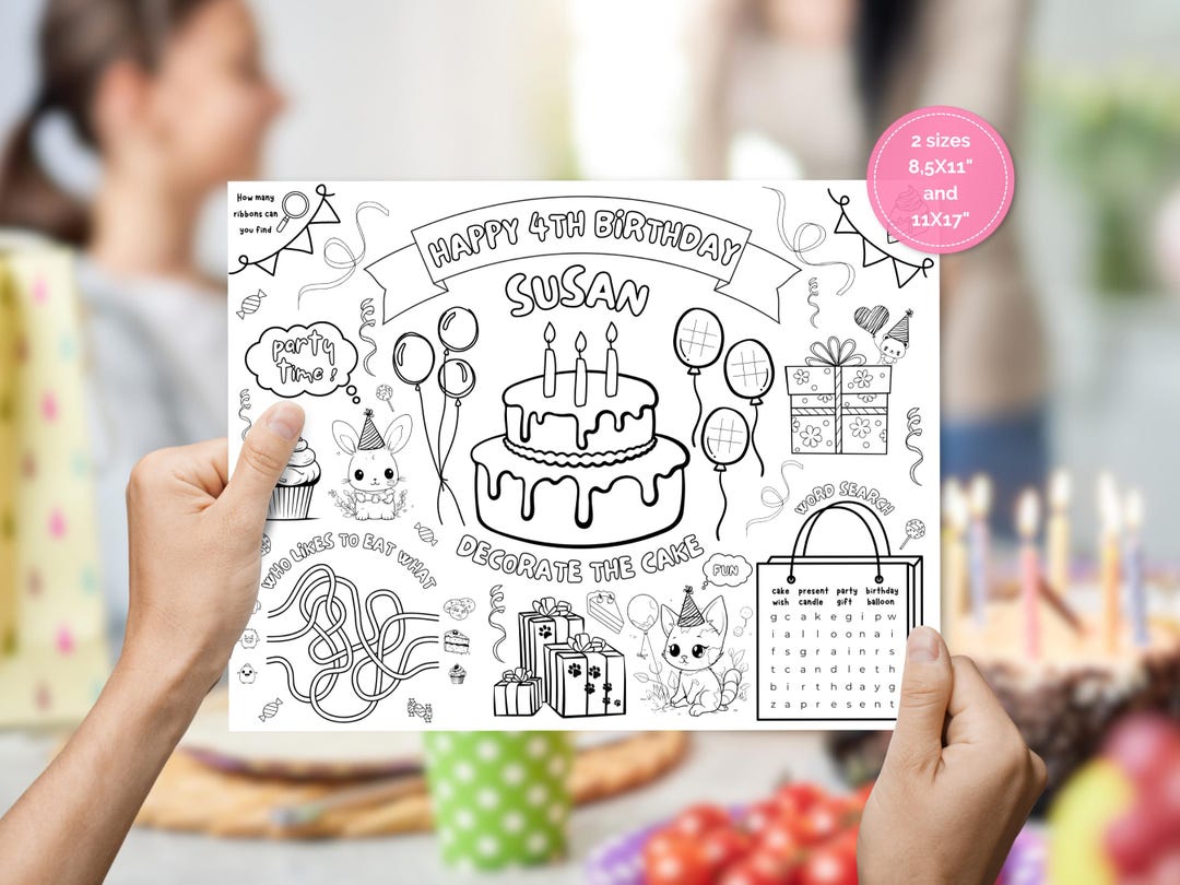 Editable Birthday Coloring Page for Kids - Printable Birthday Coloring ...