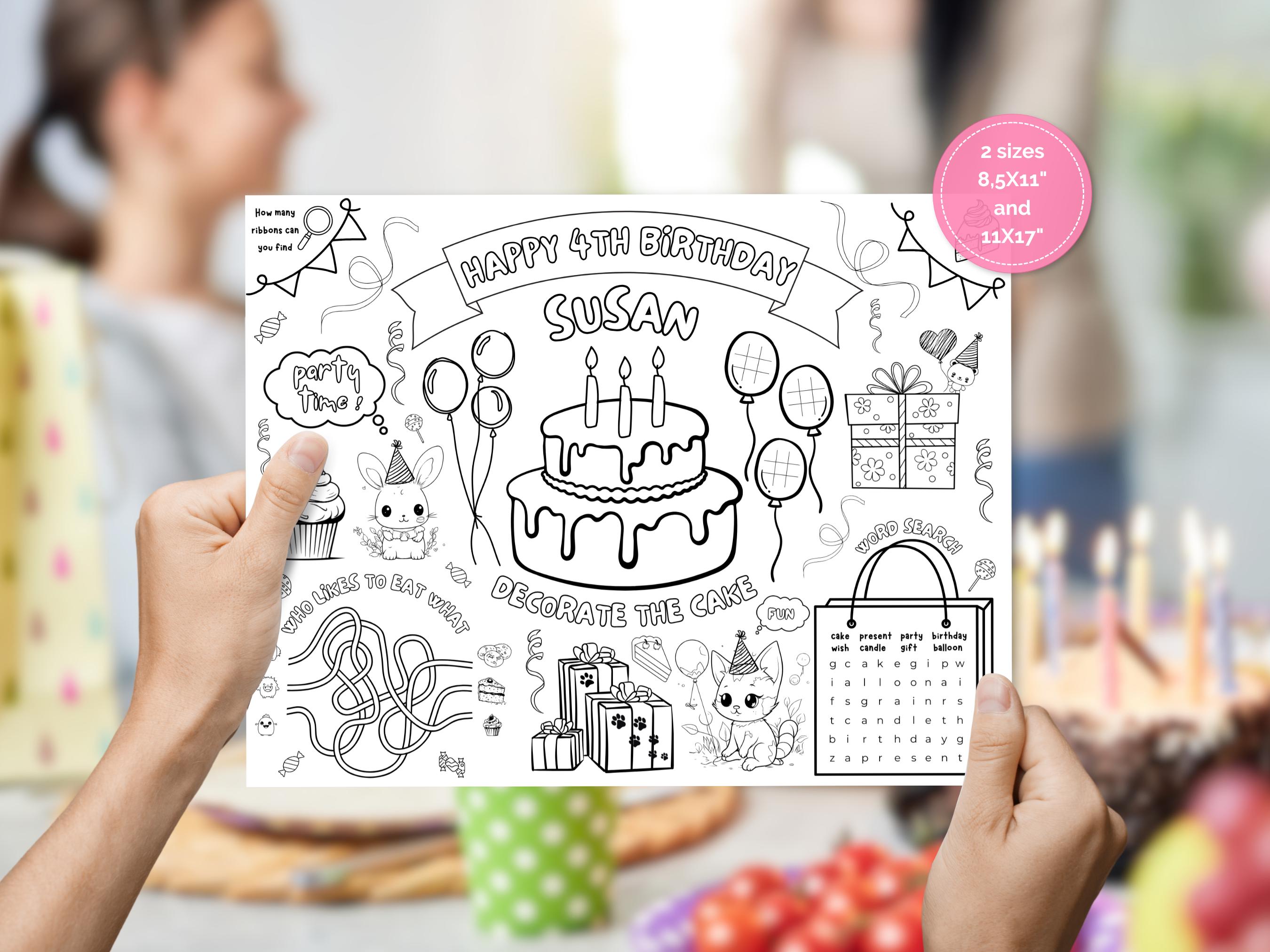 Editable Birthday Coloring Page for Kids - Printable Birthday Coloring ...