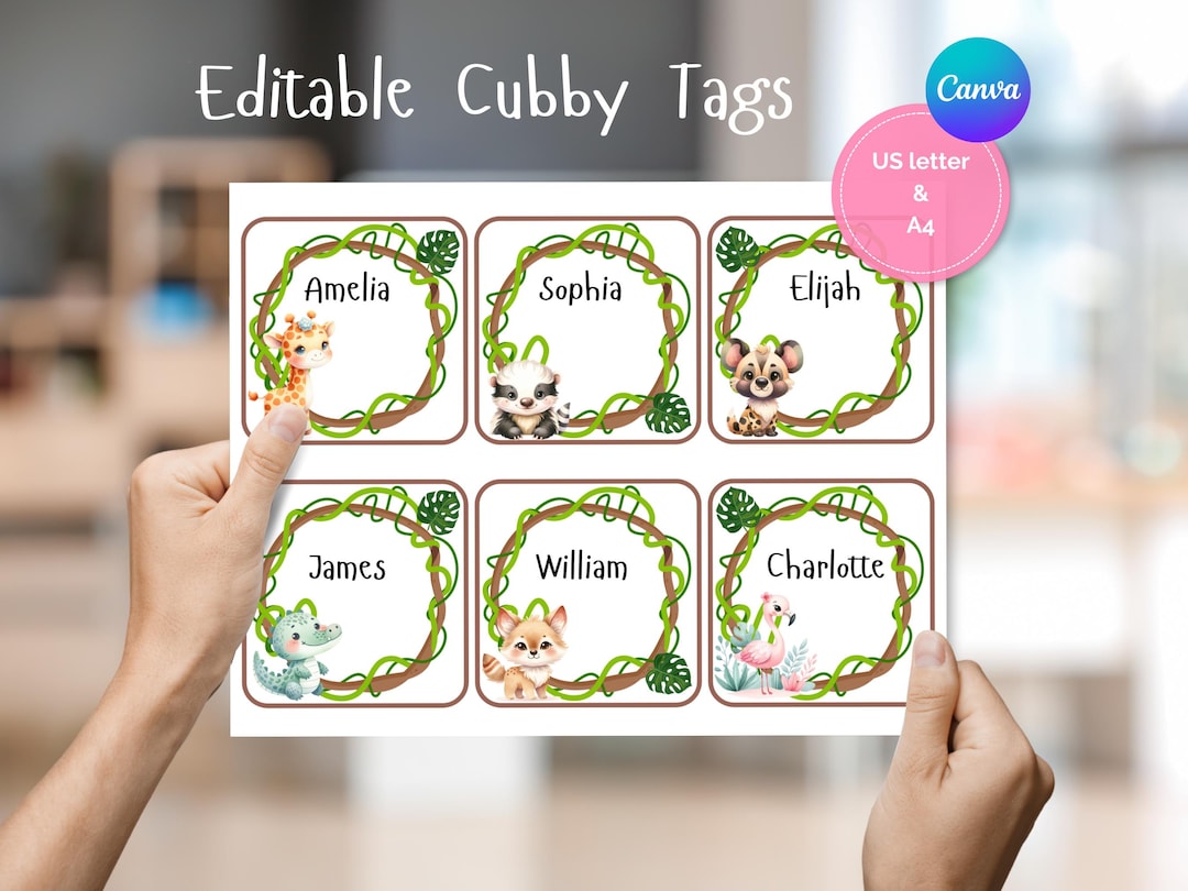 Safari Animal Cubby Tags: Editable Classroom Labels (PDF Downloadable ...