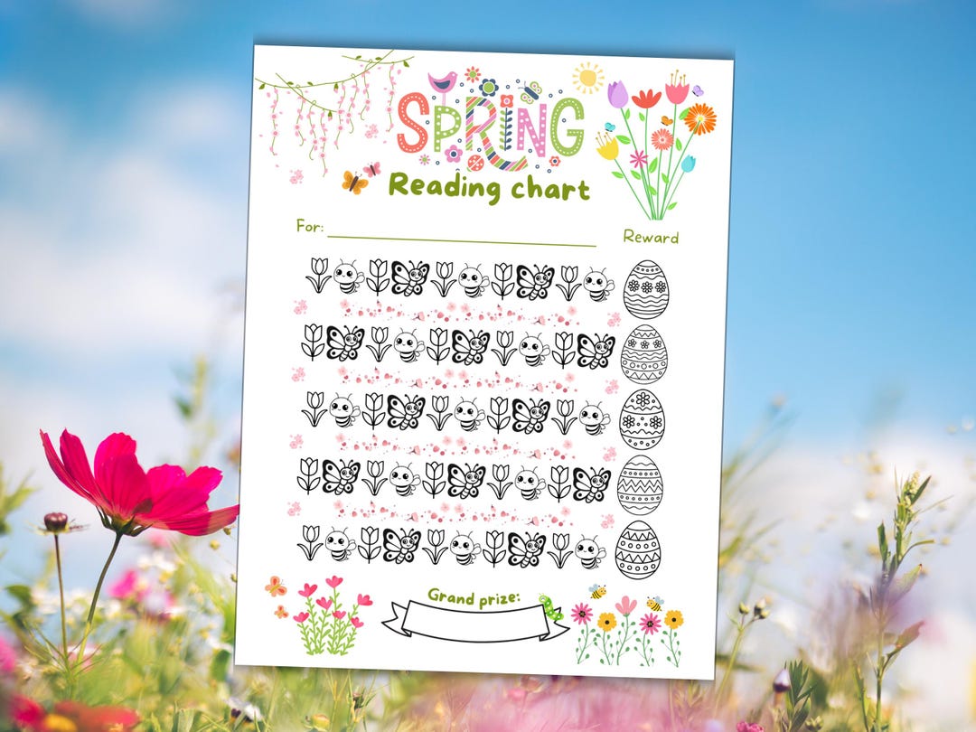 Spring Reading Chart for Kids, Book Tracker (printable PDF) - Etsy
