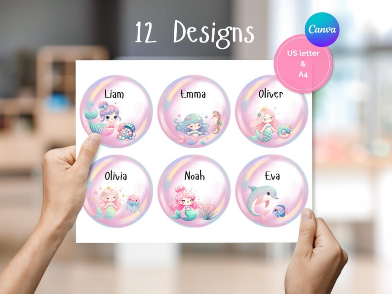 Mermaid Name Tags: Editable Classroom Labels (PDF) - Etsy