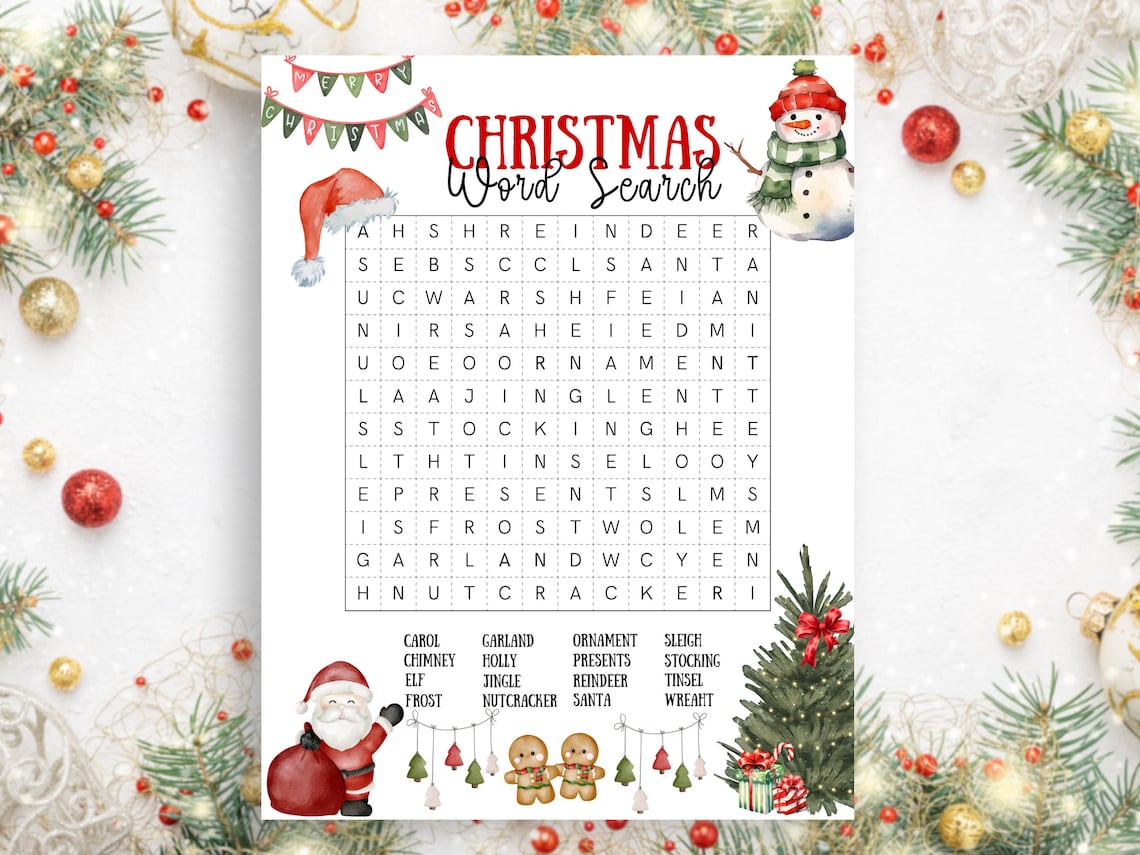 Christmas Word Search for Kids, Kids Christmas Game, Christmas ...