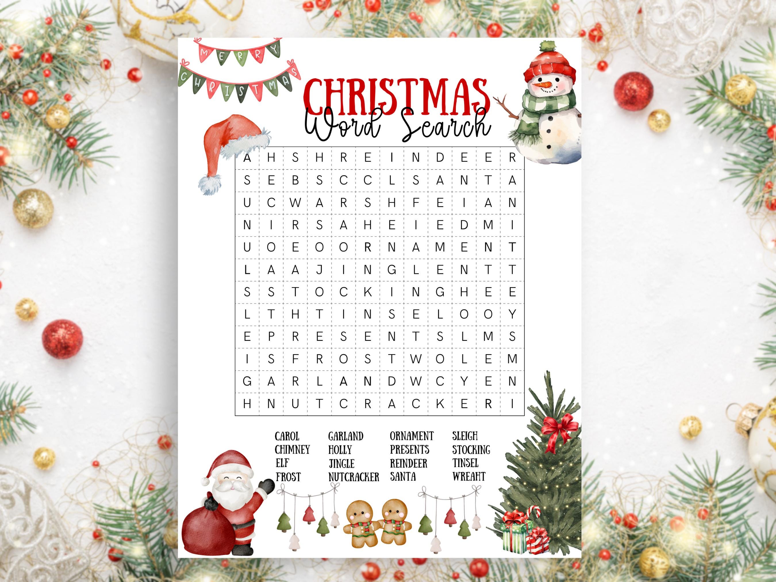 Christmas Word Search for Kids, Kids Christmas Game, Christmas ...